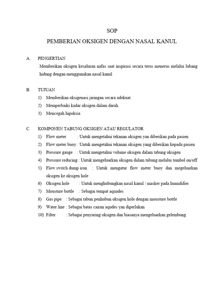 Sop Oksigenasi | PDF