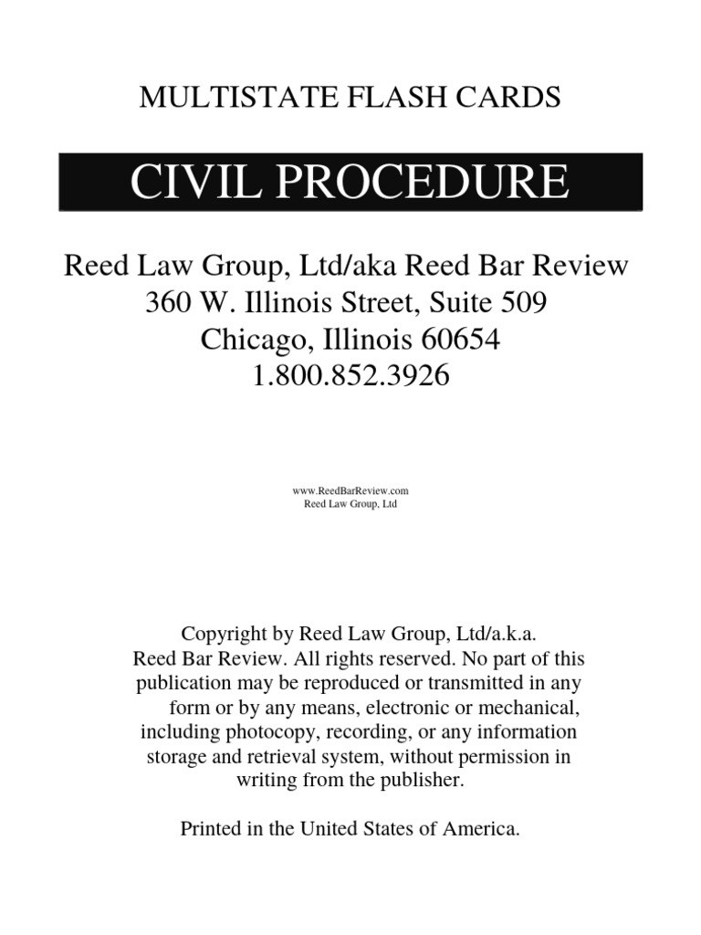 Civil Procedure Flashcards | PDF | Deposition (Law) | Diversity ...