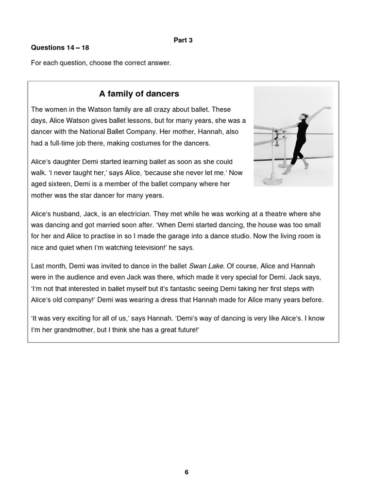 A2 Key 2022 Sample Tests Reading and Writing - QP | PDF | Ballet | Dances