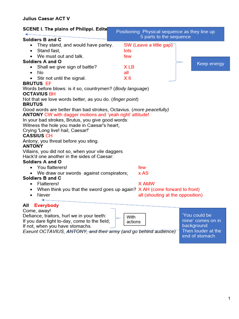 Julius Caesar Master Adapted Script 010422 V2 | PDF | Augustus | Mark ...