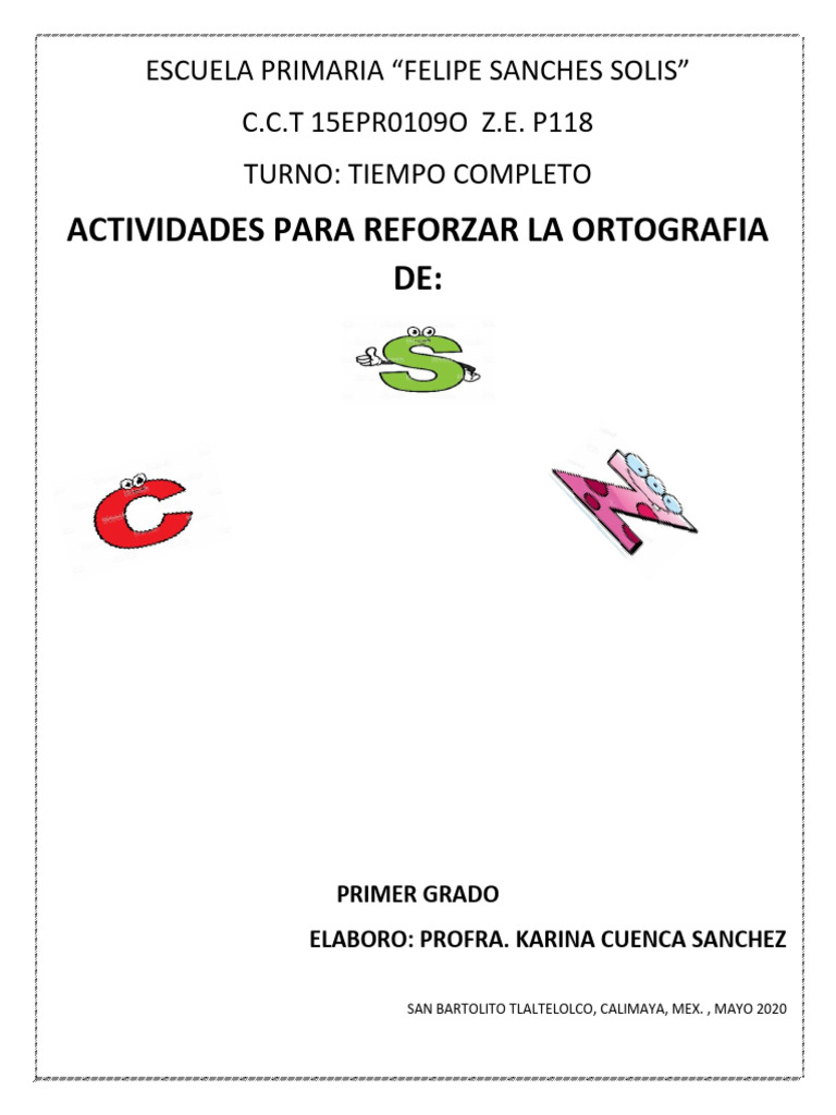 ARSANGUDPED434 - Actividades para Reforzar La Ortografía de C, S y Z ...