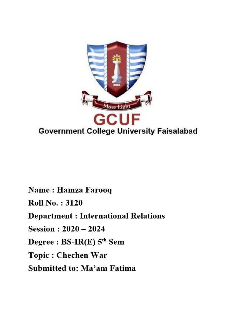 Hamza Assignment 3120 | PDF | Chechnya | Military