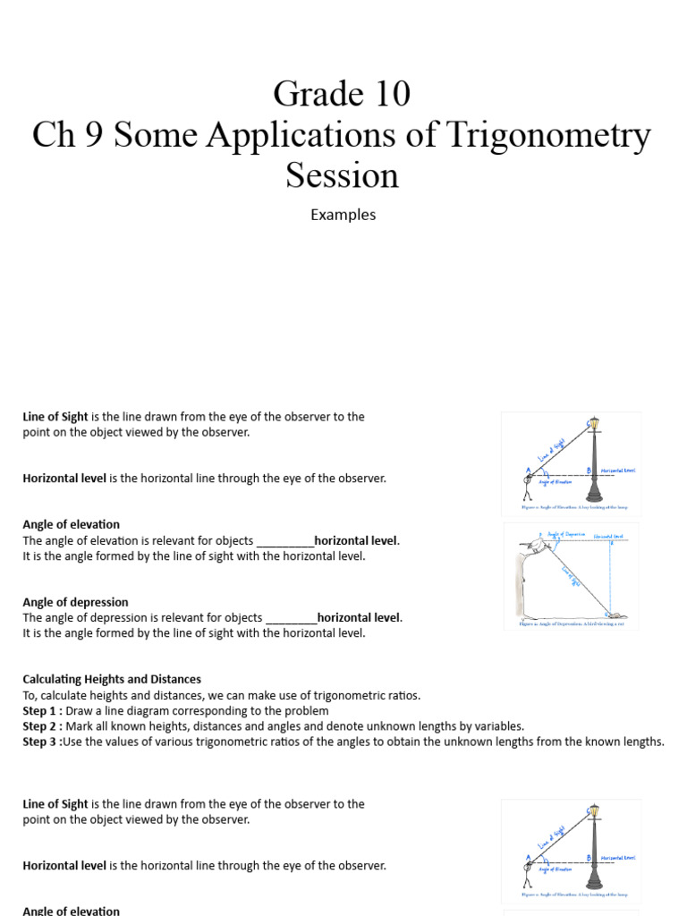 10 CH 9 Examples | PDF | Trigonometry | Triangle