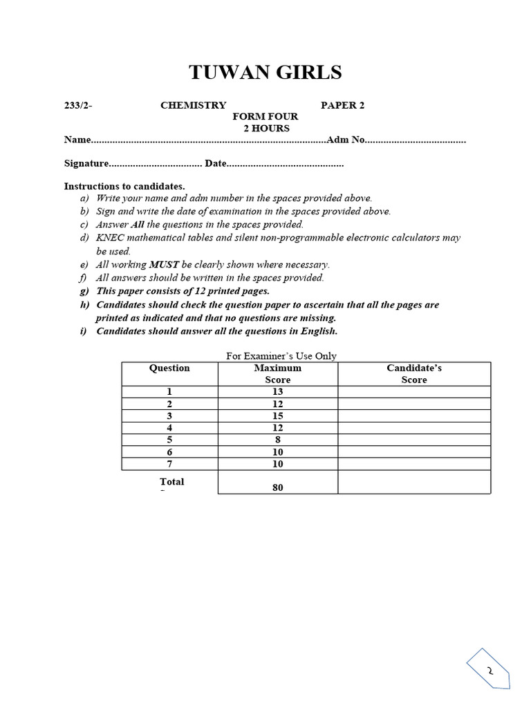 Form 4 Paper 2 | Download Free PDF | Solubility | Precipitation (Chemistry)