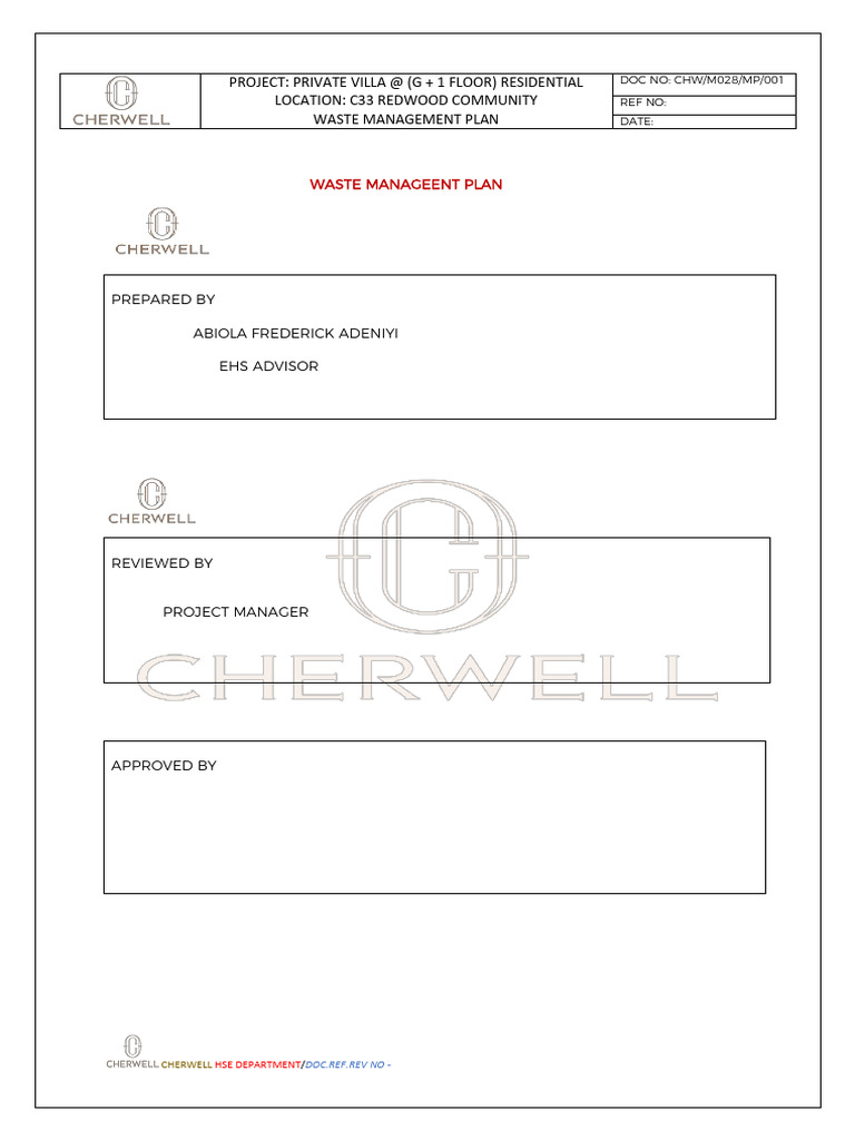 M028 Waste Manageent Plan | PDF | Waste | Waste Management