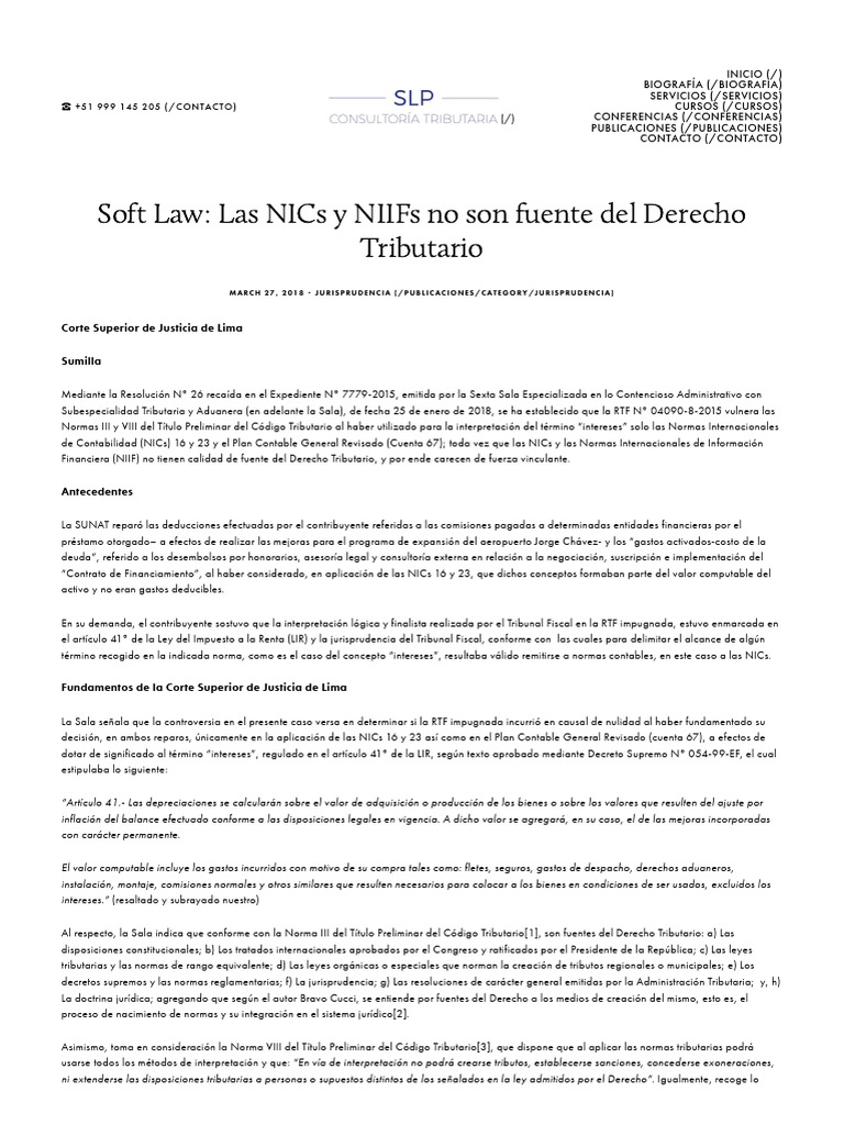 Soft Law - Las NICs y NIIFs No Son Fuente Del Derecho Tributario - SLP | PDF | normas ...