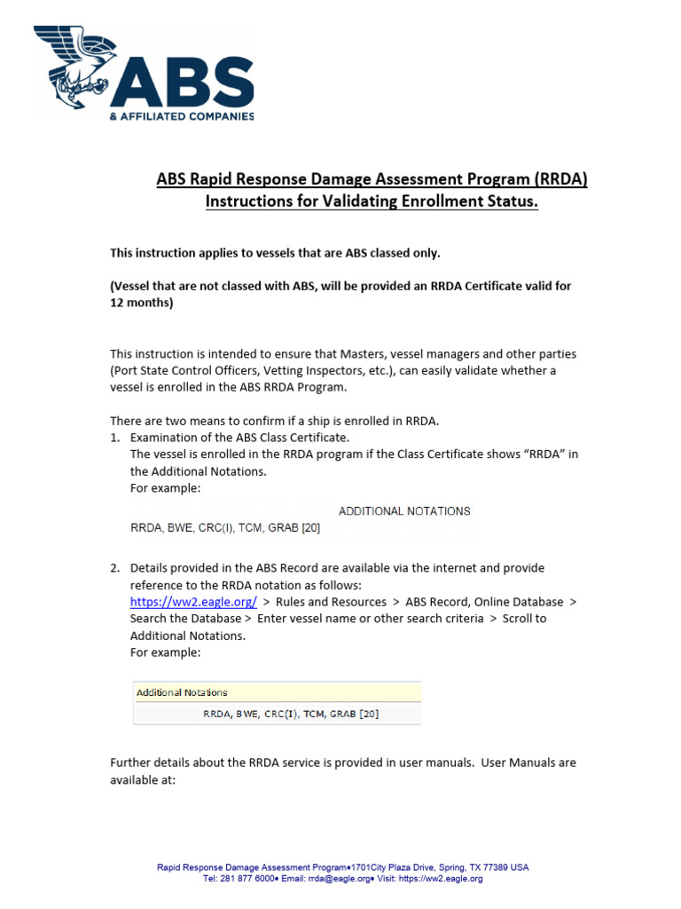 ABS RRDA Validation Instructions | PDF | Ships | Water Transport