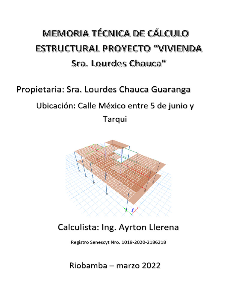 Memoria de Cálculo Sra Lourdes Chauca | PDF | Resistencia de materiales ...