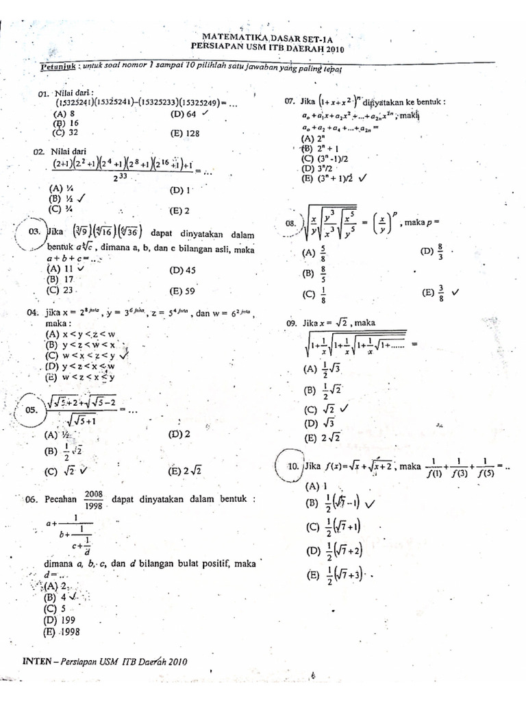 Latihan Soal SM Itb 2023 | PDF