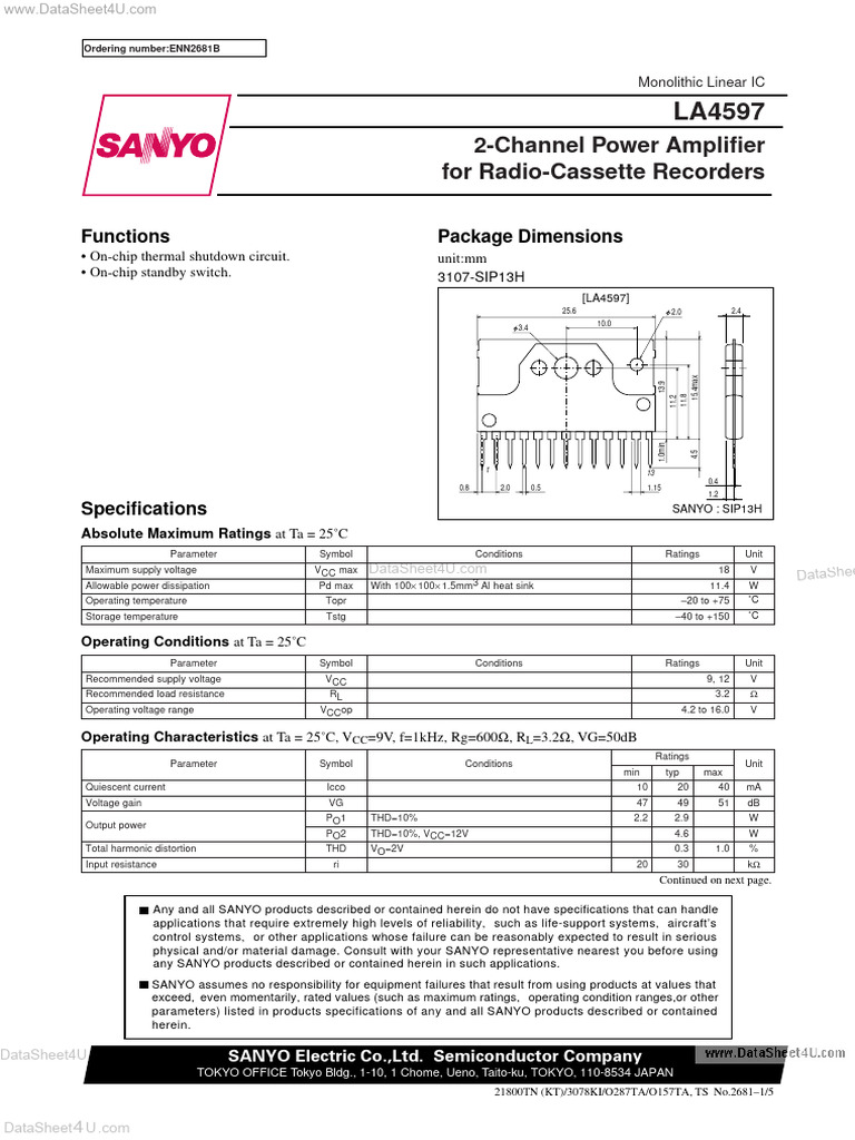 LA4597 SanyoElectric | PDF | Electrical Engineering | Electricity