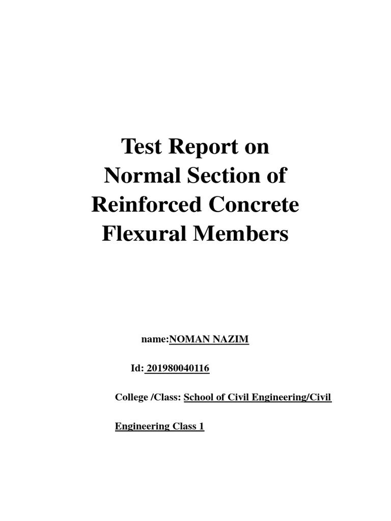 Test Report On Normal Section of Reinforced Concrete Flexural Members ...