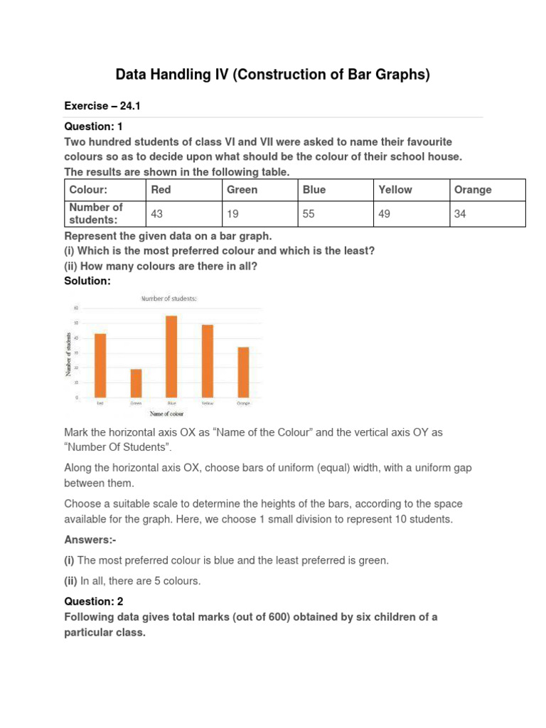 Chapter 24 Data Handling III (Construction of Bar Graphs) | PDF ...