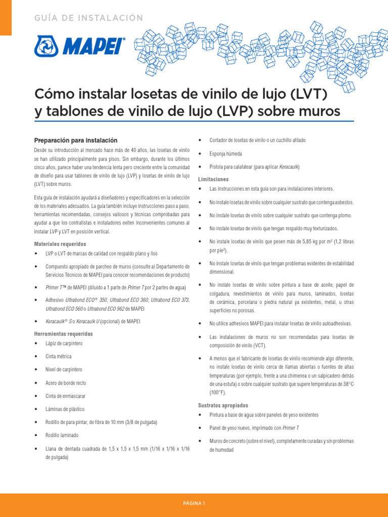 Installing LVP and LVT On Walls | PDF | Materiales | Sector secundario ...