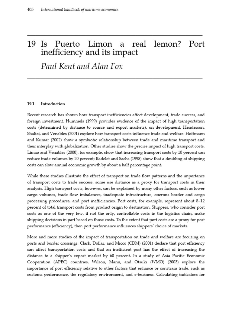 Is Puerto Limon A Real Lemon: Port Inefficiency and Its Impact | PDF ...