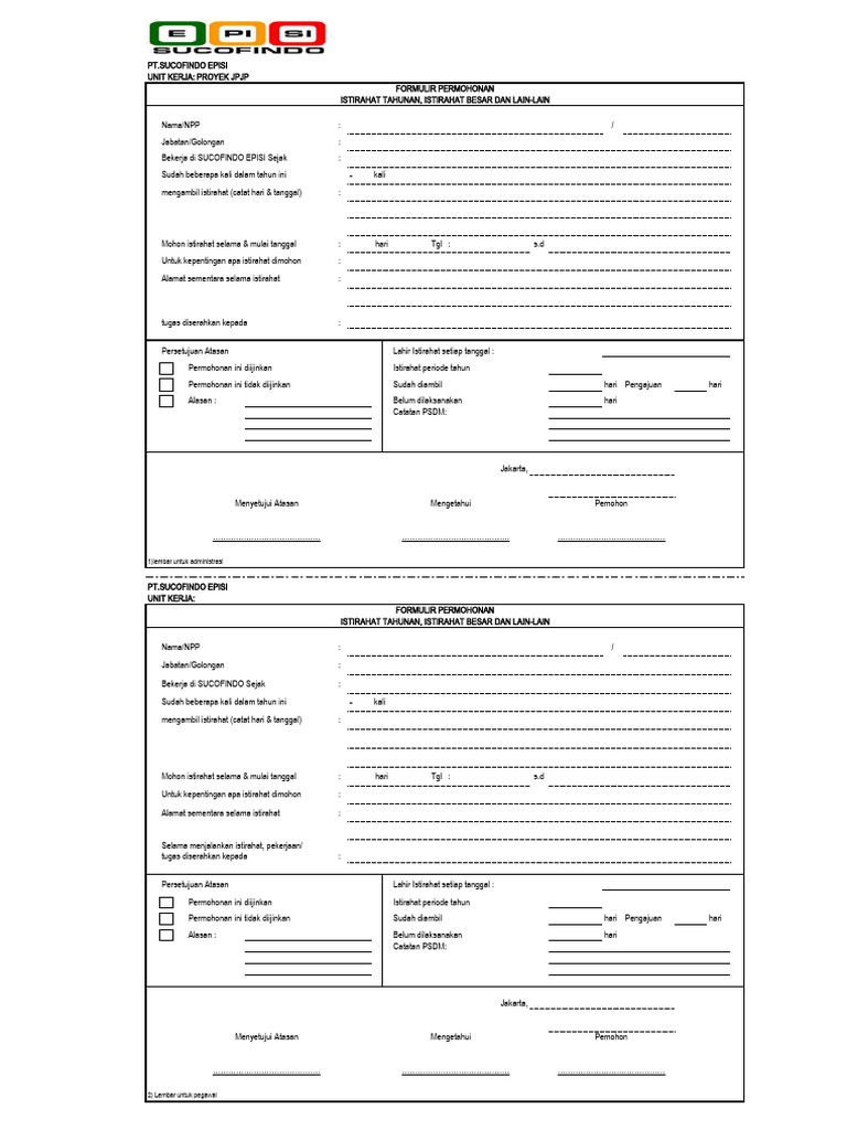 Form Cuti Episi | PDF