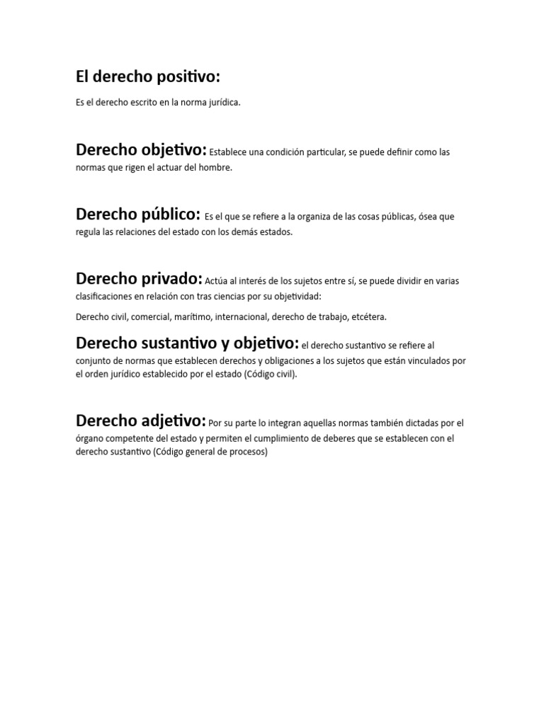 Clasificación y ejemplos del derecho positivo | PDF | Derecho