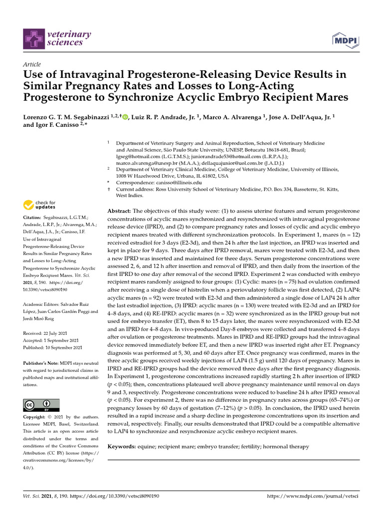 Artigo Implante Intravaginal de P4 em Receptoras Acíclicas 2021 | PDF ...