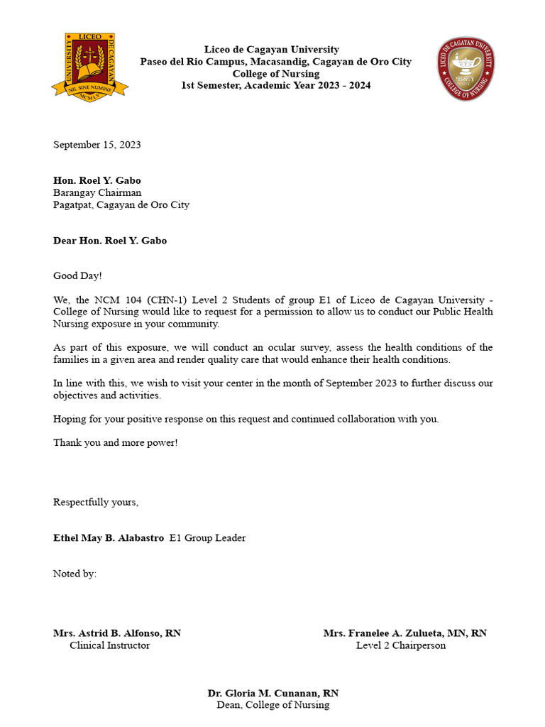 Courtesy Call Letter - CHN 1 - E1 | PDF