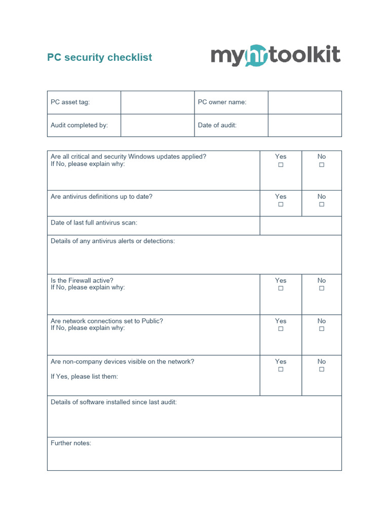 Weekly Remote PC Audit Checklist | PDF