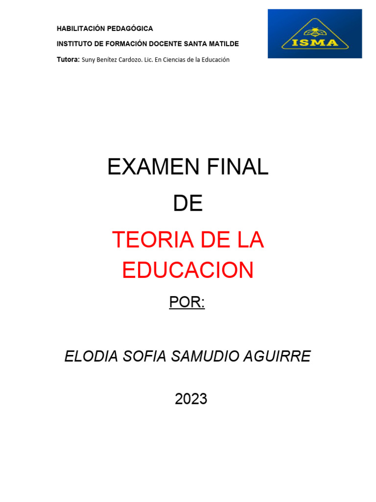EXAMEN FINAL Isma | PDF | Aprendizaje | Sicología