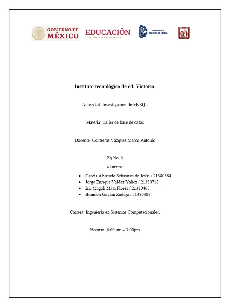 Investigacion Mysql Pdf Mi Sql Bases De Datos 3795