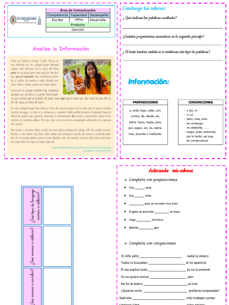 Preposiciones Conjunciones Pdf