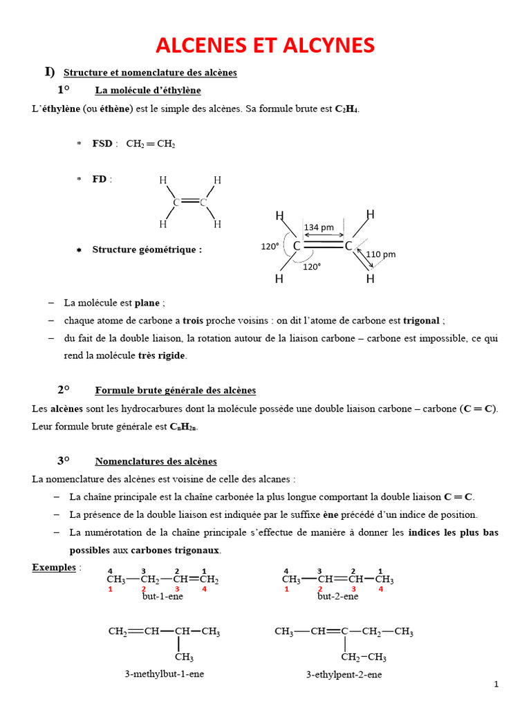 Nomenclature des alcènes et alcynes | PDF | Alcène | Isomère
