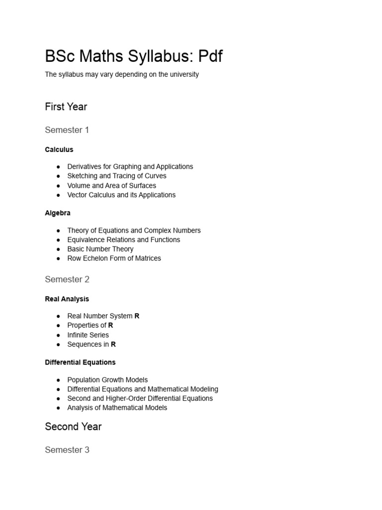 BSC Maths Syllabus - PDF | PDF | Partial Differential Equation | Group (Mathematics)