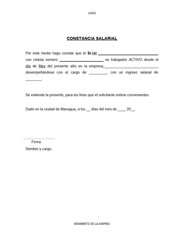 Ejemplo de Constancia Salarial Trabajador Activo | PDF