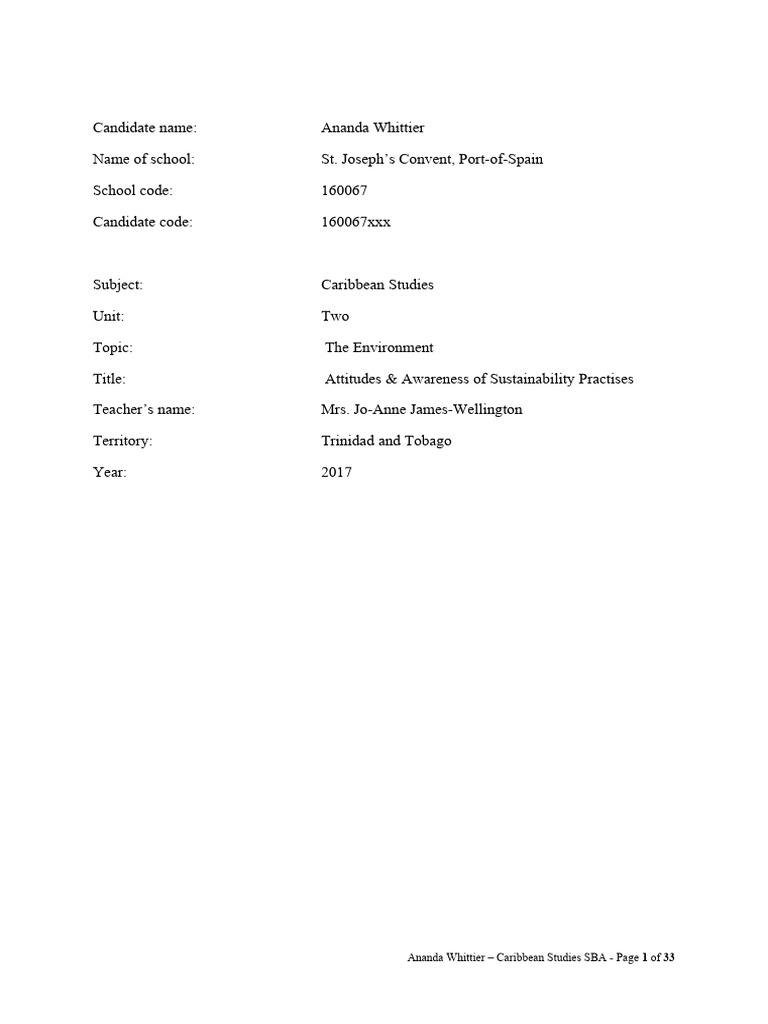 CAPE Caribbean Studies IA | PDF | Energy Development | Sustainable Energy