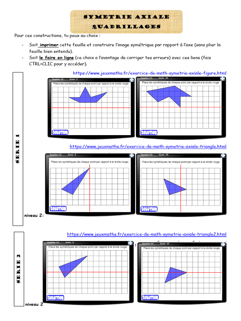 Exercices Symétrie Axiale Quadrillages | PDF | Ordinateurs
