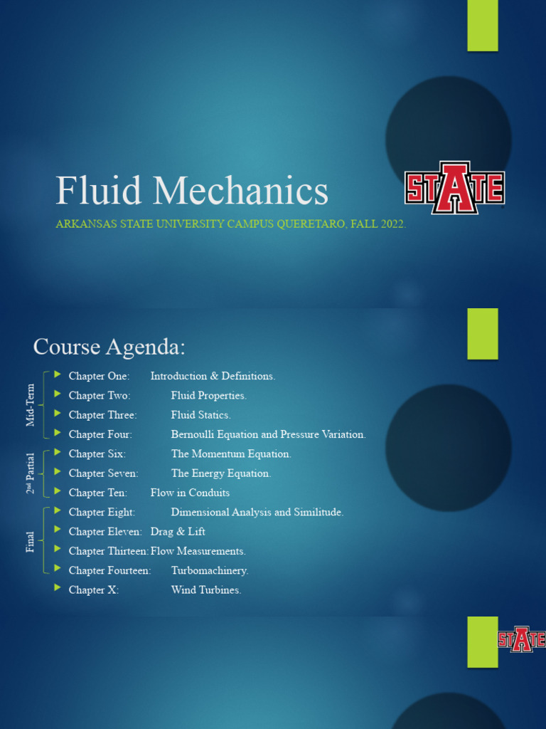 Fluid Mechanics Course Outline | PDF | Pressure | Fluid Dynamics