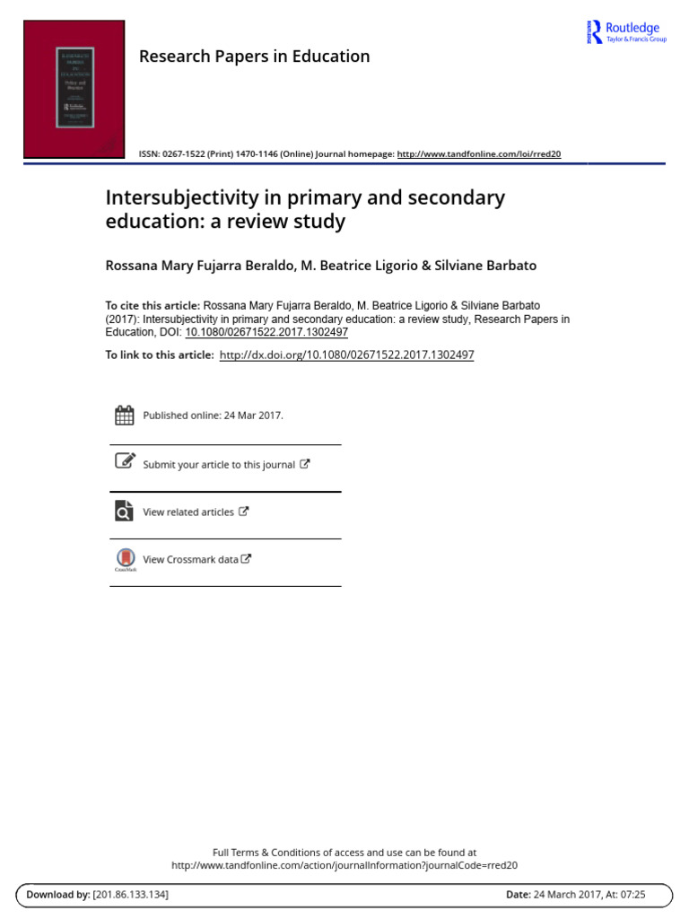 Intersubjectivity in Primary and Secondary Education A Review Study ...