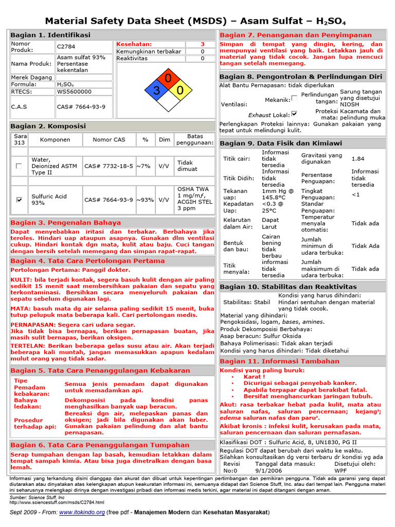 Msds Asam Sulfat | PDF