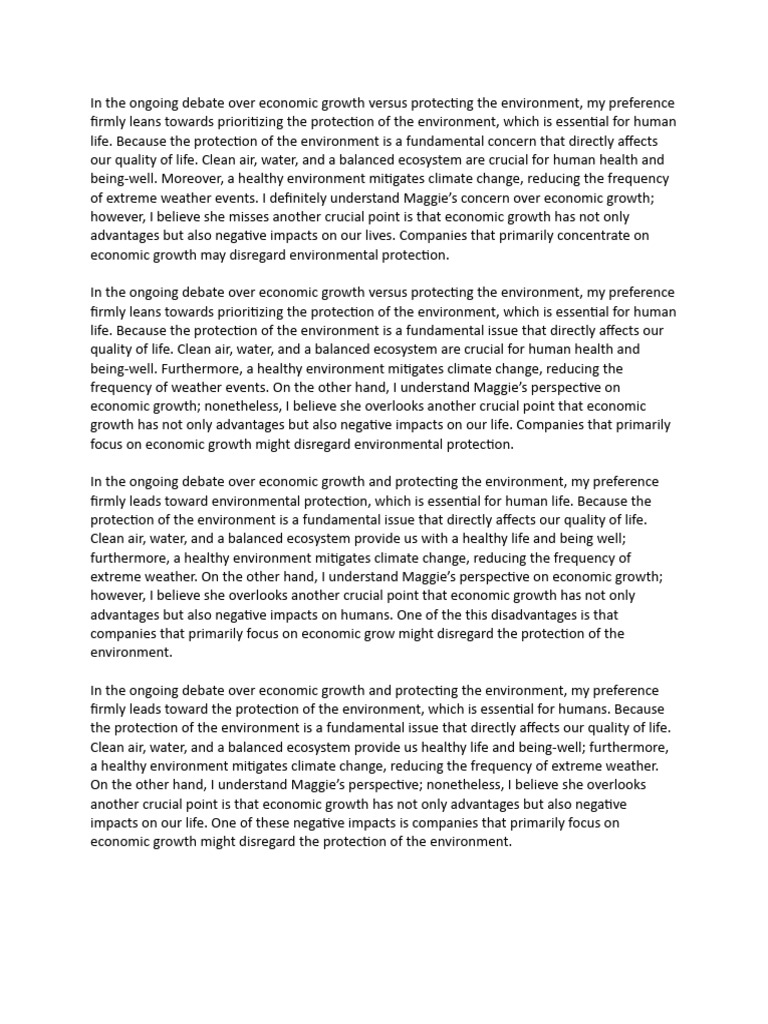 In The Ongoing Debate Over Economic Growth Versus Protecting The ...