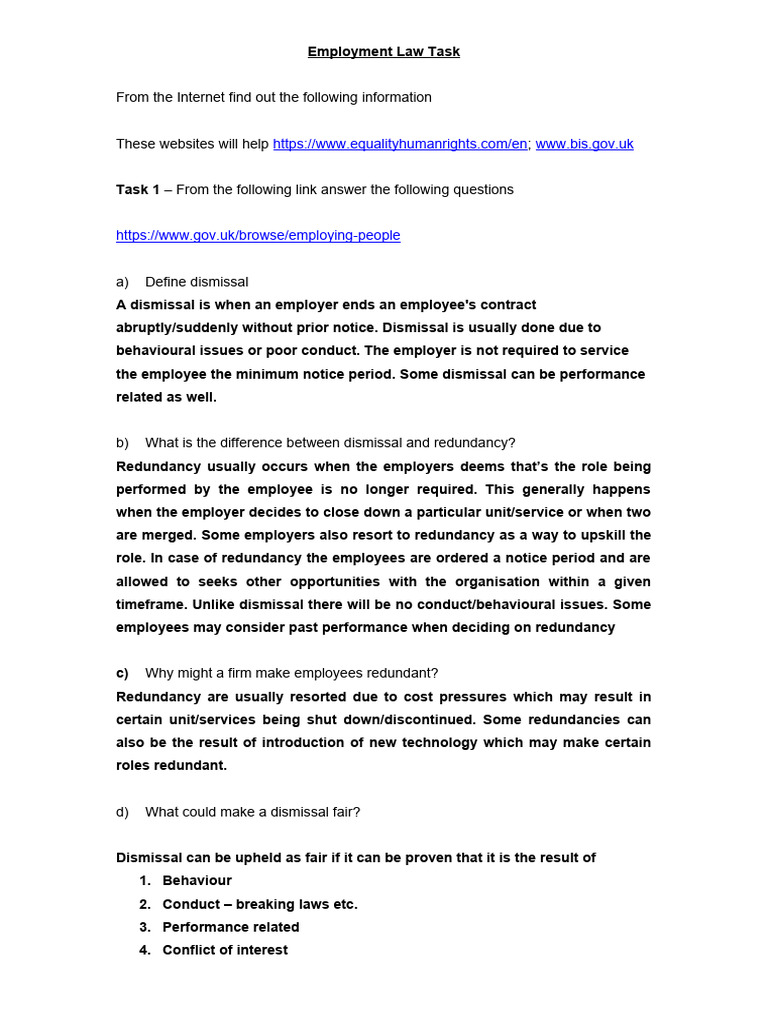 Employment Law Task | PDF | Employment | Occupational Safety And Health