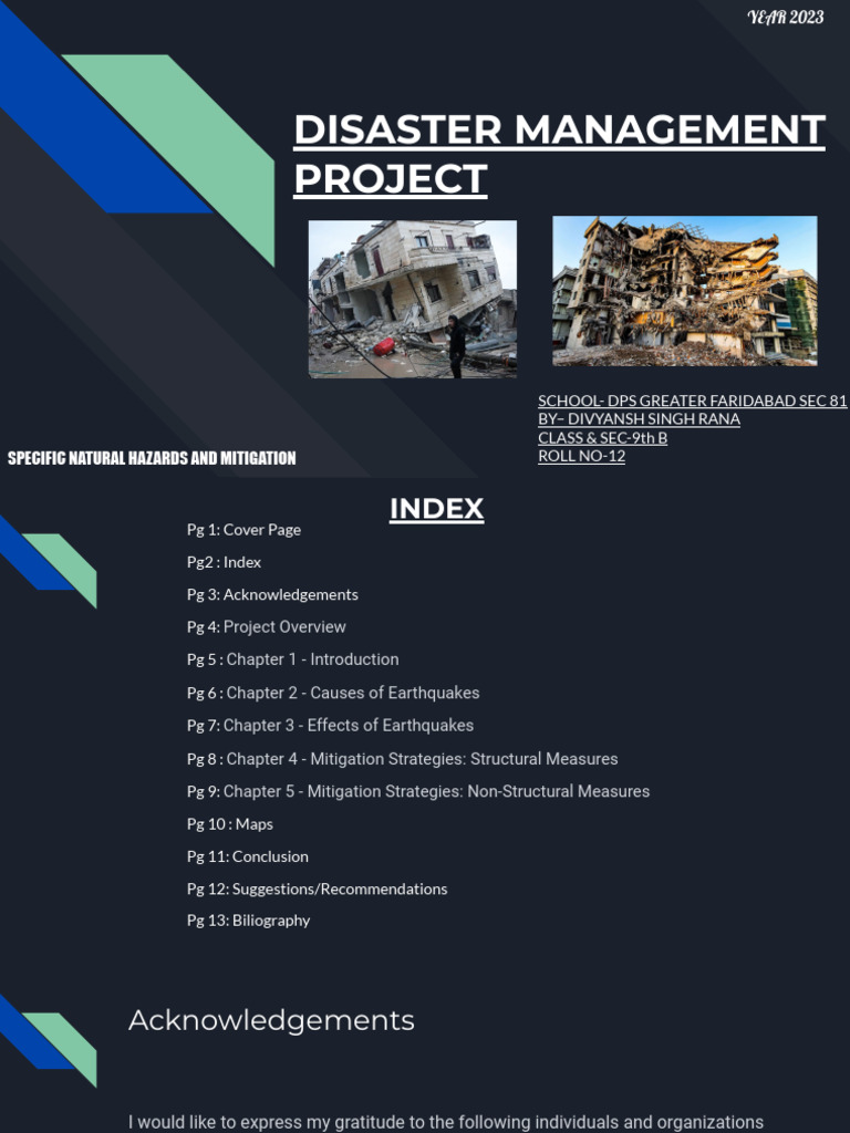 Disaster Management Project | PDF | Earthquakes | Earthquake Engineering