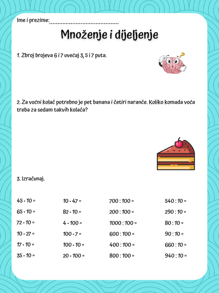 RL - Množenje I Dijeljenje (3. Razred) | PDF