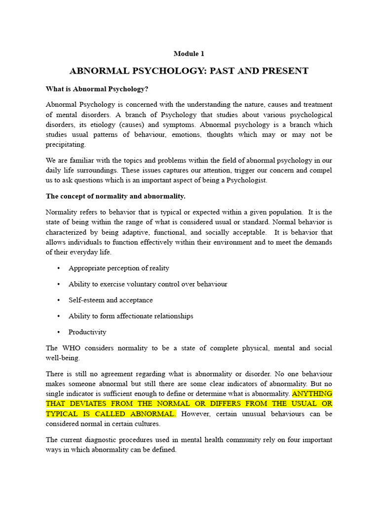 Abnormal Psychology - Past and Present | PDF | Diagnostic And ...