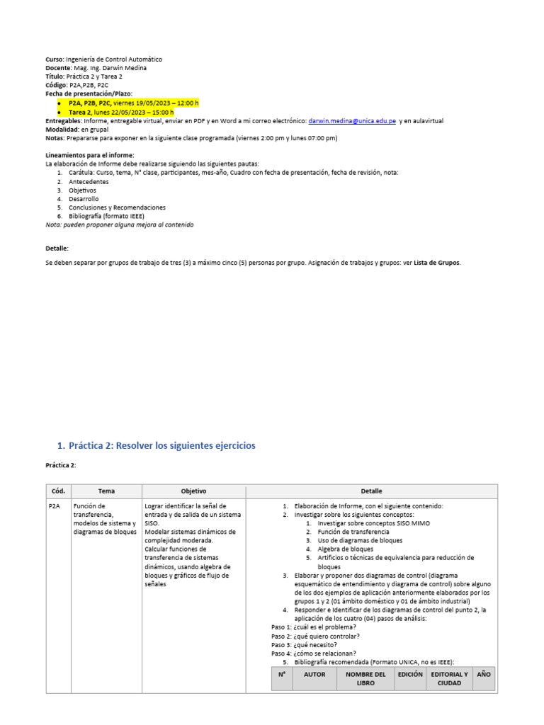 Practica 2A 2B 2C Control Automatico | PDF | Transformada de Laplace | Matemáticas