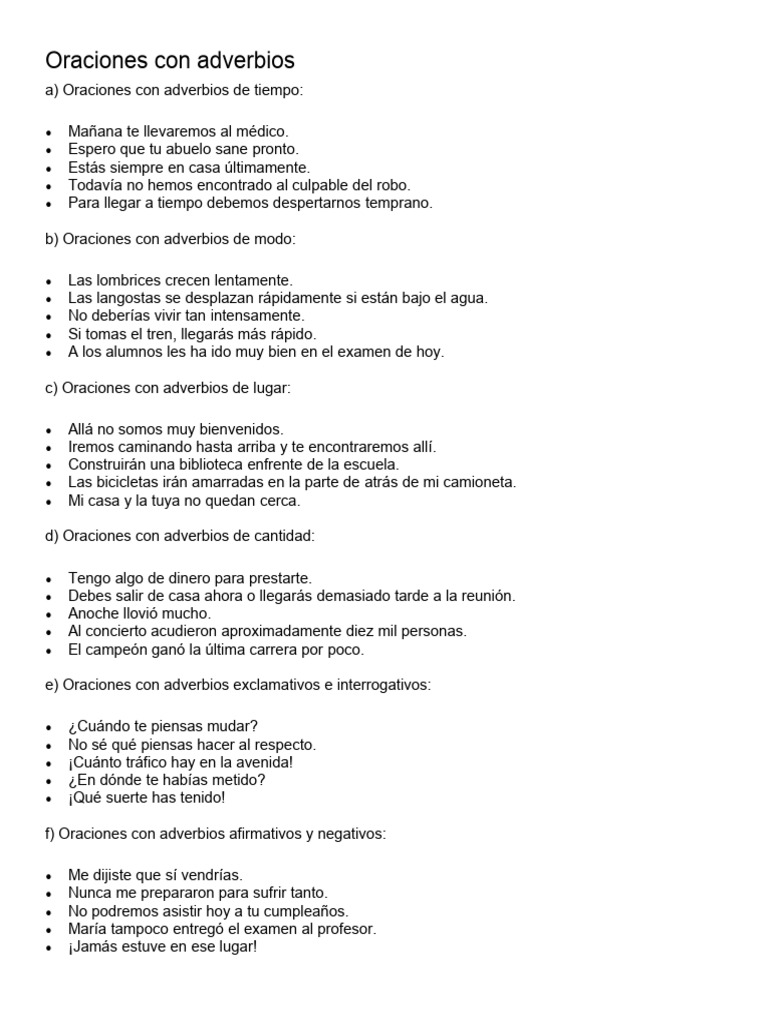 Oraciones Con Adverbios | PDF | Poesía