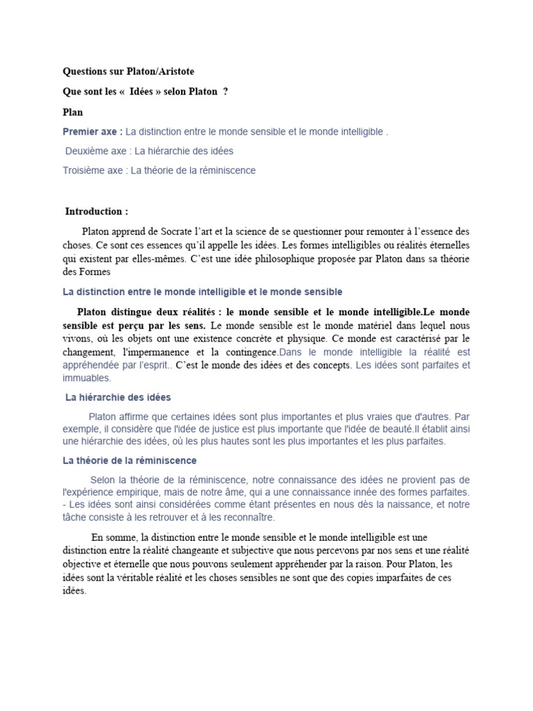 Questions Sur Platon | PDF | Platon | Noûs