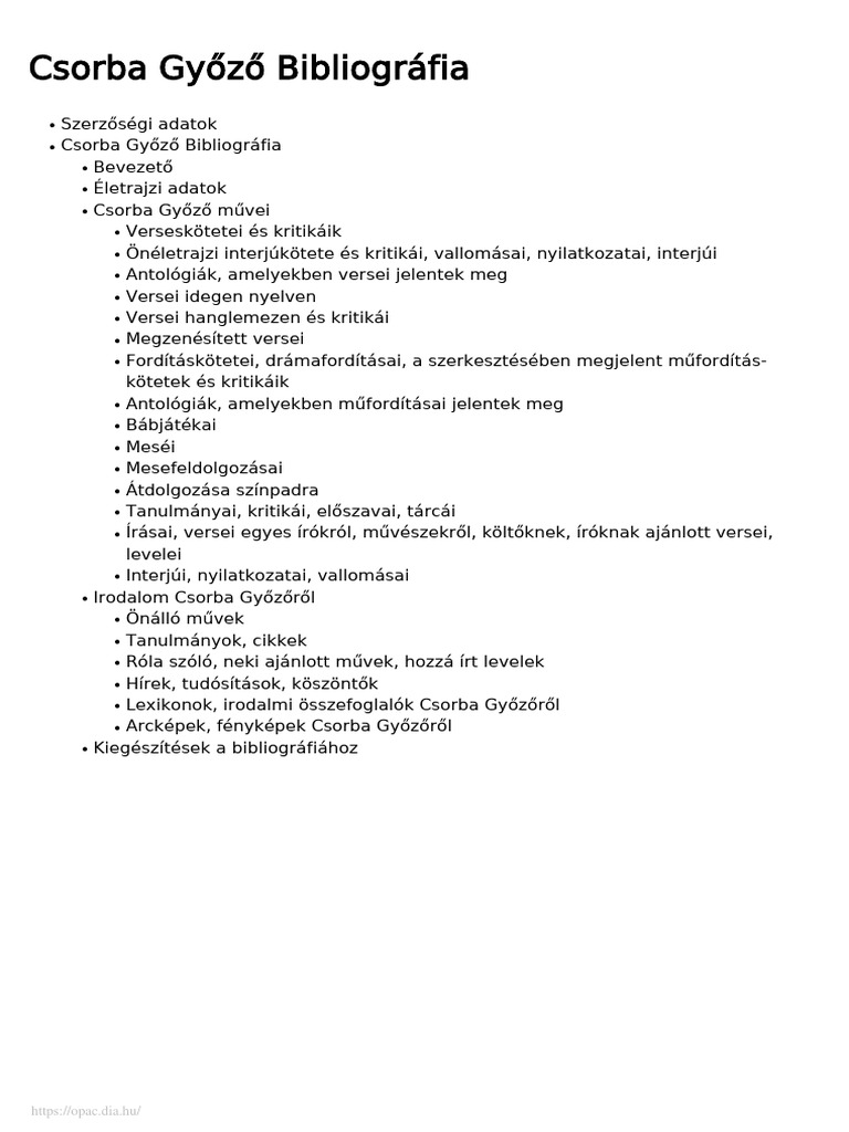 Csorba Győző Bibliográfia | PDF