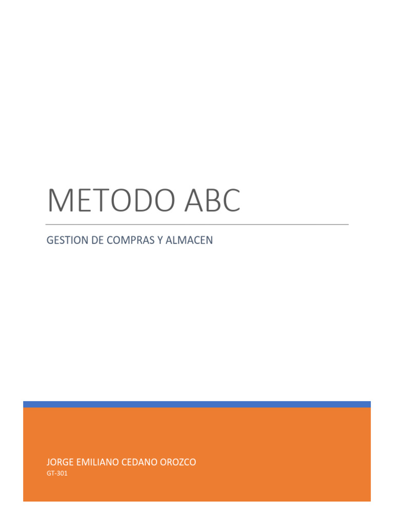 Metodo ABC | Descargar gratis PDF | Inventario | Economias