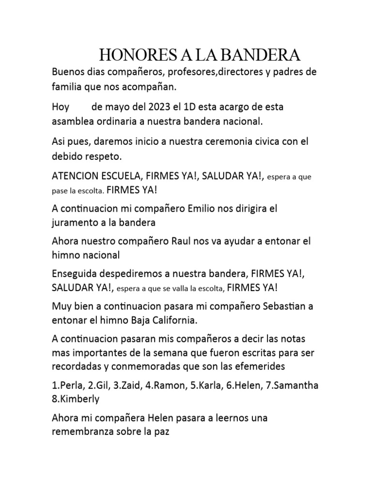 Honores A La Bandera | PDF