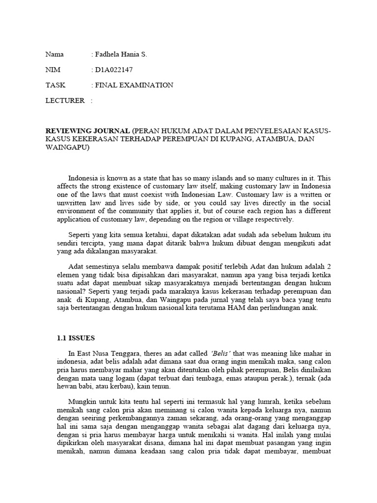 Contoh Jurnal Review | PDF