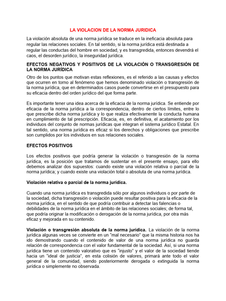 La Violacion de La Norma Juridica | PDF | Violación | Derecho penal