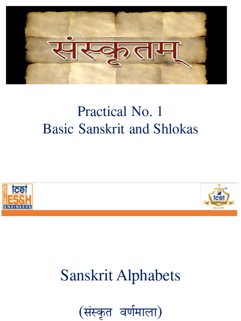 Practical 1 Basic Sanskrit and Shlokas | PDF | Phonetics | Linguistics