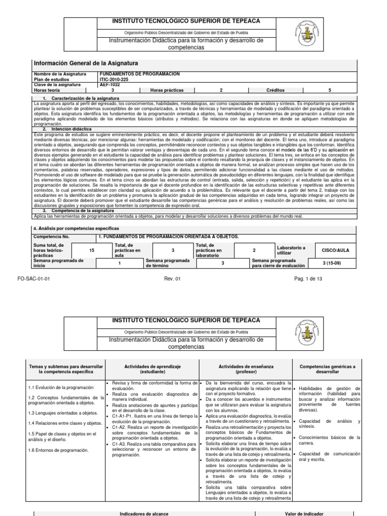 Fundamentos de Programacion | PDF | Evaluación | Objeto (informática)