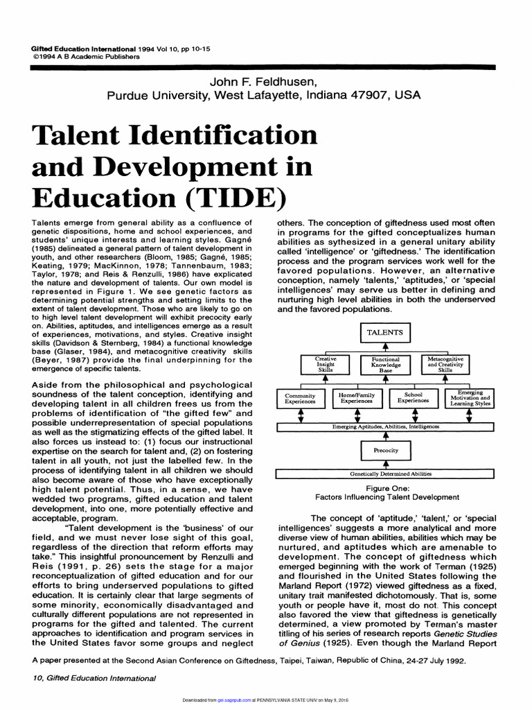 Talent Development in Education TIDE | PDF | Intellectual Giftedness ...